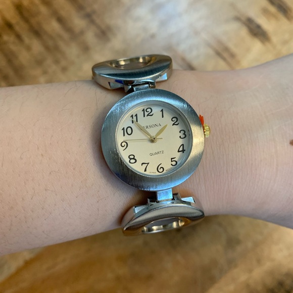 Accessories | New Persona Round Brushed Steel Look Ladies Wrist Watch ...